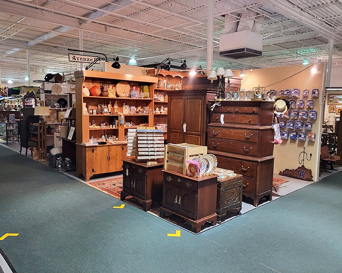 This vendor's furniture display could furnish a period film set or your living room&mdash;either way, it's bringing character no big box store can match.