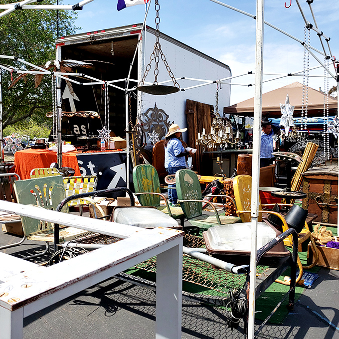 Vintage patio furniture basking in the California sun. These weathered chairs have stories to tell&mdash;if only they could talk between creaks.