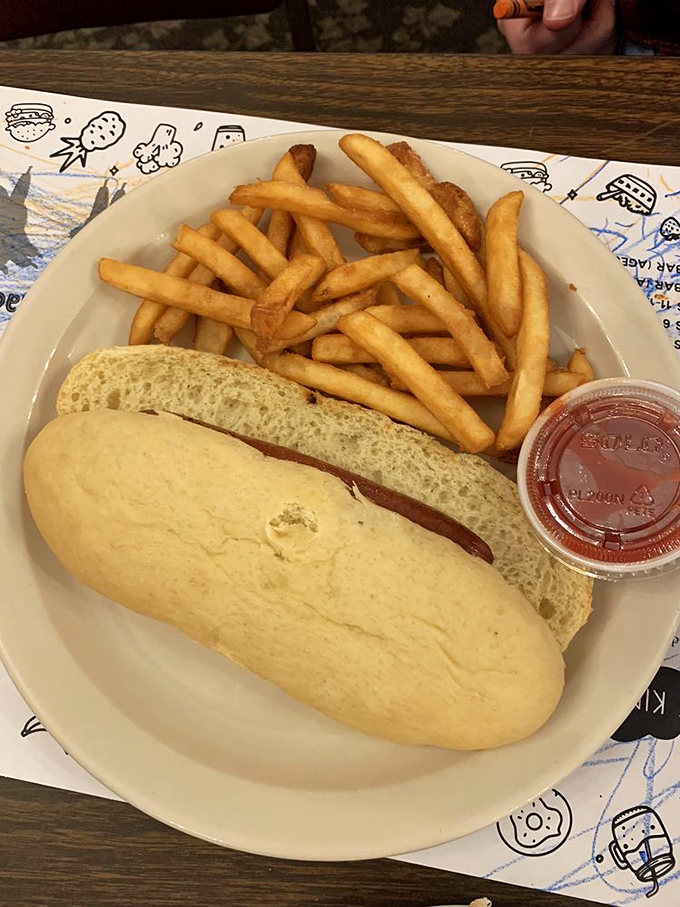 The hot dog - humble in theory, executed with respect. Those fries look like they're auditioning for a food commercial.