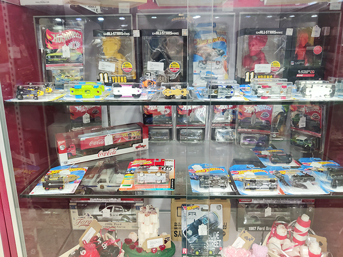 Behind glass, these miniature Hot Wheels and collectibles aren't just toys&mdash;they're the childhood dreams of Baby Boomers, perfectly preserved and priced.