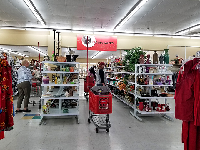 The housewares section &ndash; where shoppers hunt for treasures among shelves of someone else's former kitchen dreams and decorative schemes.