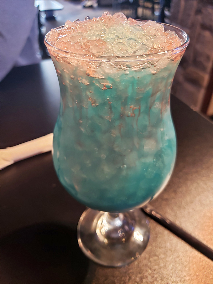 A blue drink that looks like it belongs on a tropical vacation but tastes right at home in central Pennsylvania &ndash; vacation in a glass.
