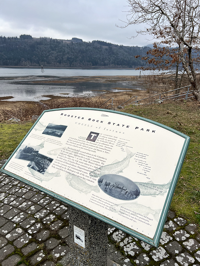 An informational sign that tells the story of the Columbia River's dramatic past&mdash;like a history book that doesn't put you to sleep.