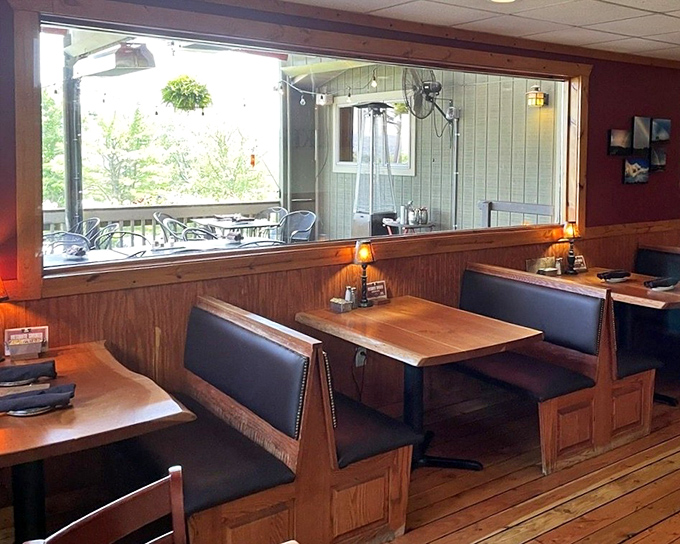 Window-adjacent booths offer the best of both worlds: cozy indoor comfort with views that remind you you're dining in the beautiful Laurel Highlands.