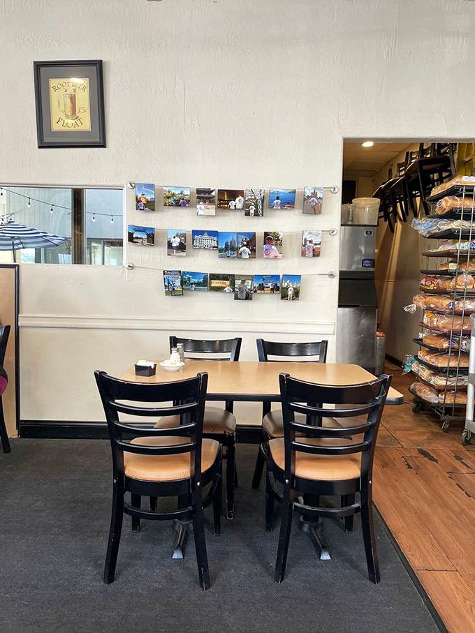 Photos line the walls like a community yearbook. In the age of digital everything, there's something heartwarming about printed memories.