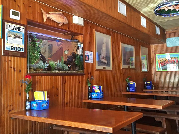 Another angle reveals more wood paneling and that lived-in charm that says "we've been feeding people right for years."