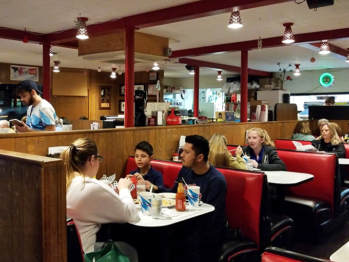The heart of Skyline &ndash; where wood paneling, red booths, and checkered tablecloths create the backdrop for countless Portland dining memories.