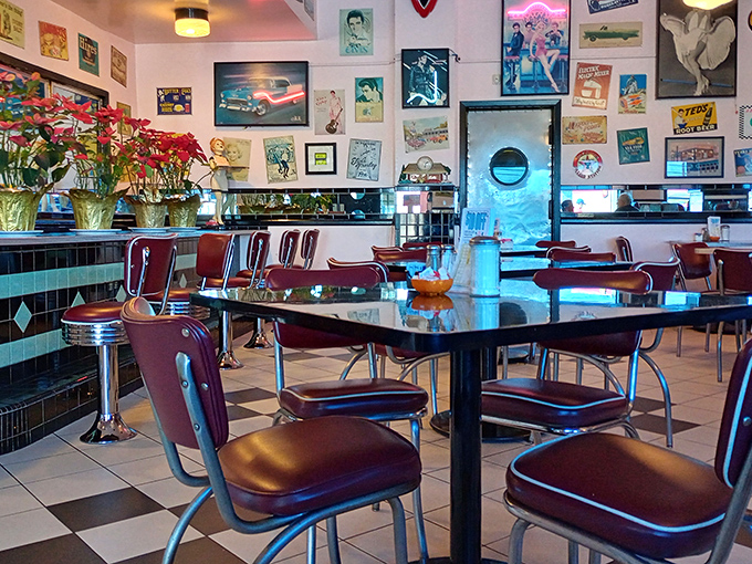 Every inch of wall space tells a story, creating an atmosphere that no corporate restaurant chain could ever successfully replicate.