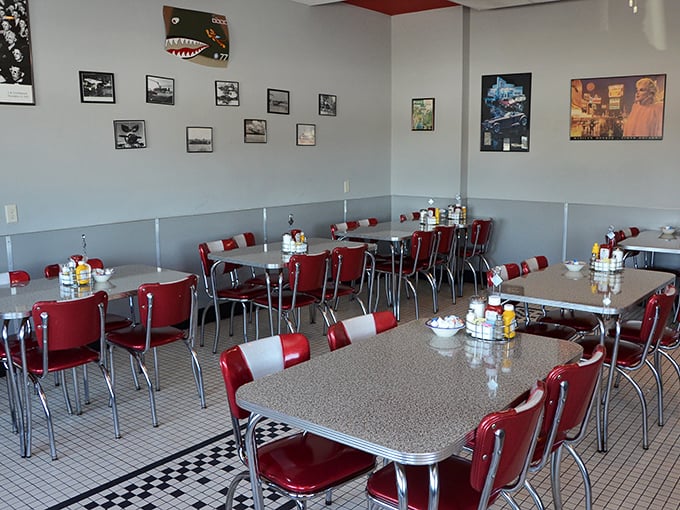 Classic diner seating that invites you to slide in, settle down, and solve all the world's problems over coffee and pie with friends old and new.