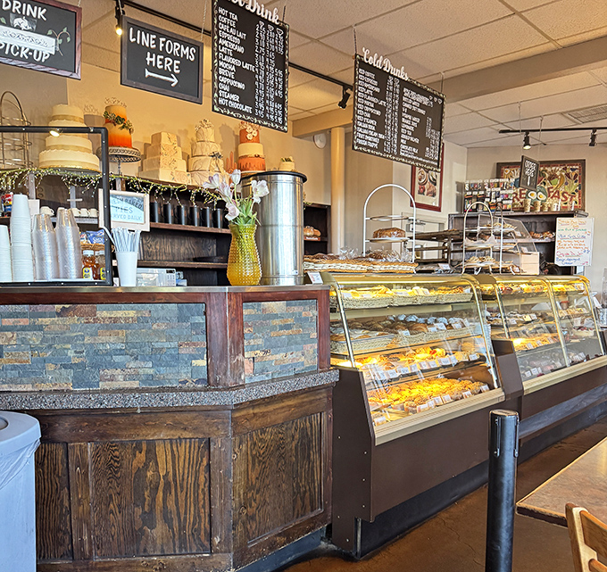 The display case&mdash;or as I like to call it, "The Museum of Delicious Decisions." Each pastry patiently waits its turn to change someone's day.