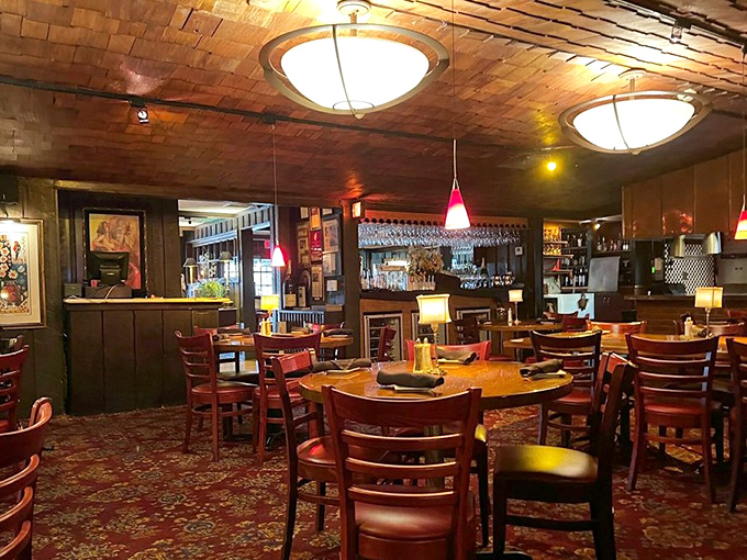 The dining room's cozy booths and ambient lighting make every meal feel like a special occasion worth celebrating.