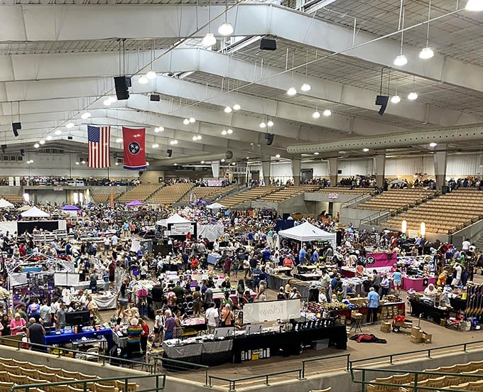 From this bird's-eye view, the organized chaos reveals itself – a living, breathing marketplace where thousands of stories unfold simultaneously.