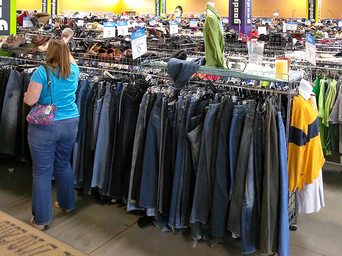 Denim paradise awaits as shoppers hunt for that perfect pair of jeans &ndash; the holy grail of thrift store treasures.