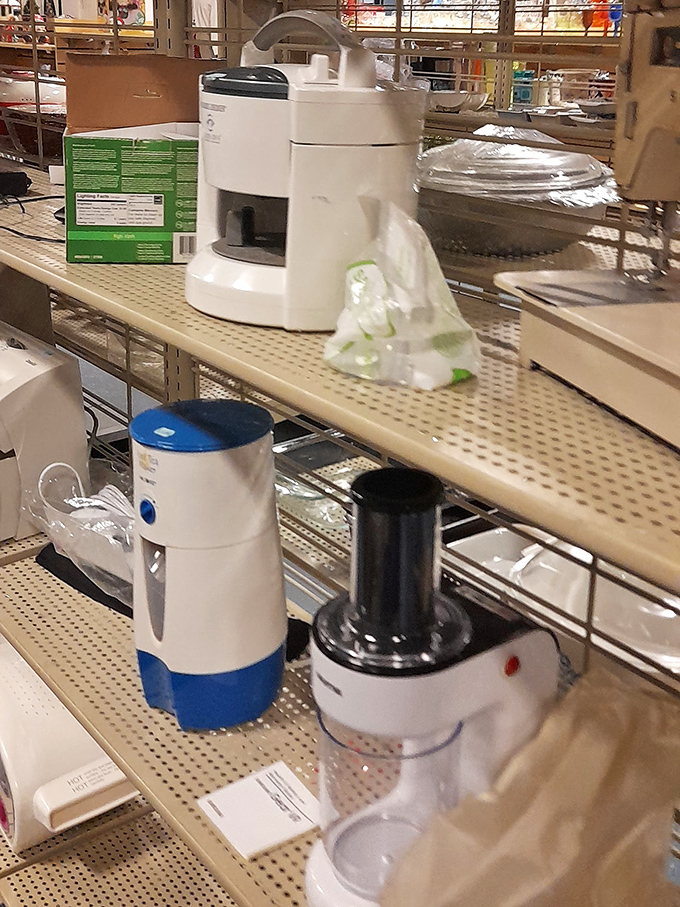 Kitchen appliance purgatory, where perfectly functional food processors await resurrection in homes where cooking dreams still live.