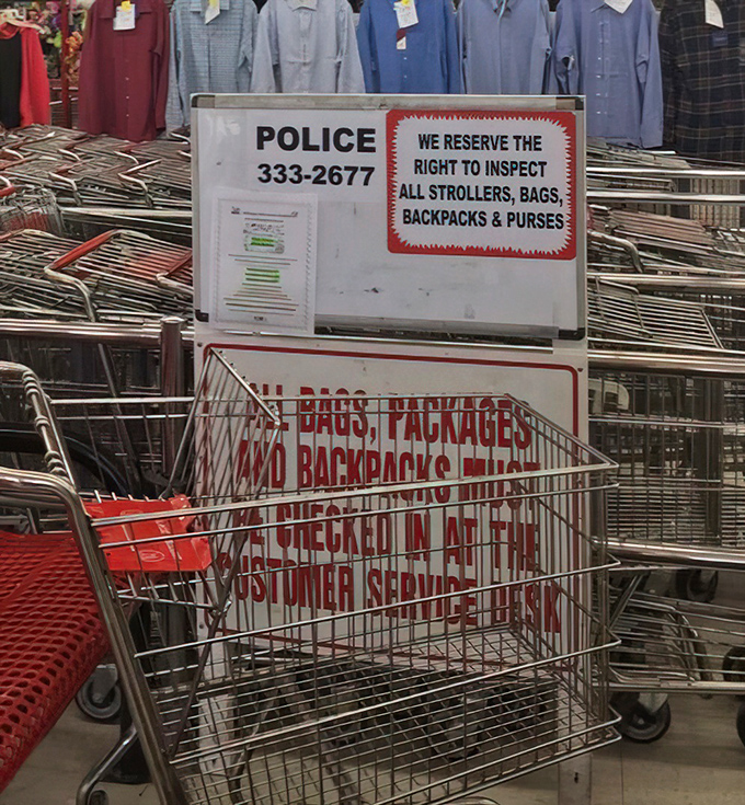 The security notice reminds us that even in the wonderland of secondhand treasures, real-world rules still apply. Bargains, yes. Shenanigans, no.