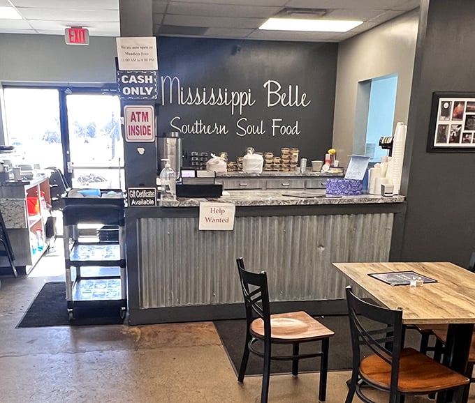 The counter where soul food dreams come true, complete with a "Help Wanted" sign&mdash;because good food creates its own demand.