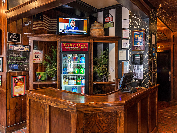 Even the take-out counter exudes that classic pub charm, promising that your to-go order will taste just as good as if you were sitting in those wooden chairs.