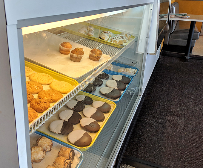 The dessert case&mdash;where willpower goes to surrender. Those black and white cookies are practically begging to accompany your coffee.