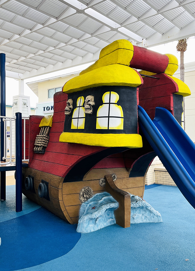 This pirate-themed play area gives kids something to do besides asking "how much longer?" every three minutes.