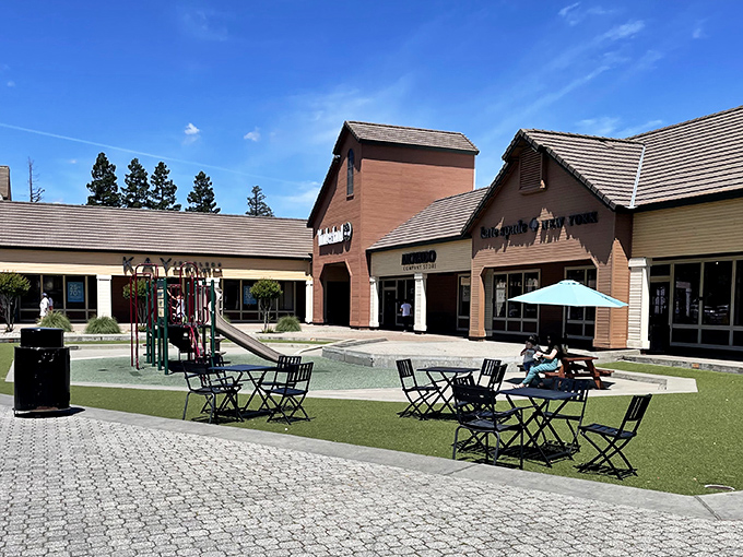 This thoughtful rest area with playground offers a diplomatic solution to family shopping trips &ndash; "You've been patient, now here's your reward."