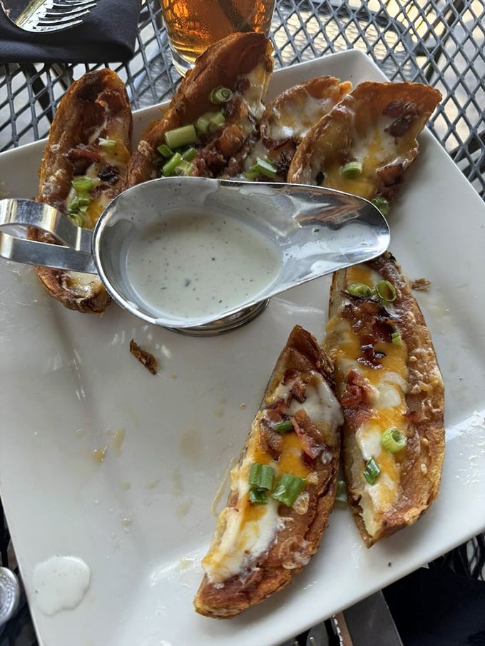 Potato skins loaded with melty cheese and bacon&mdash;the kind of nostalgic appetizer that reminds you why some classics never need reinvention.