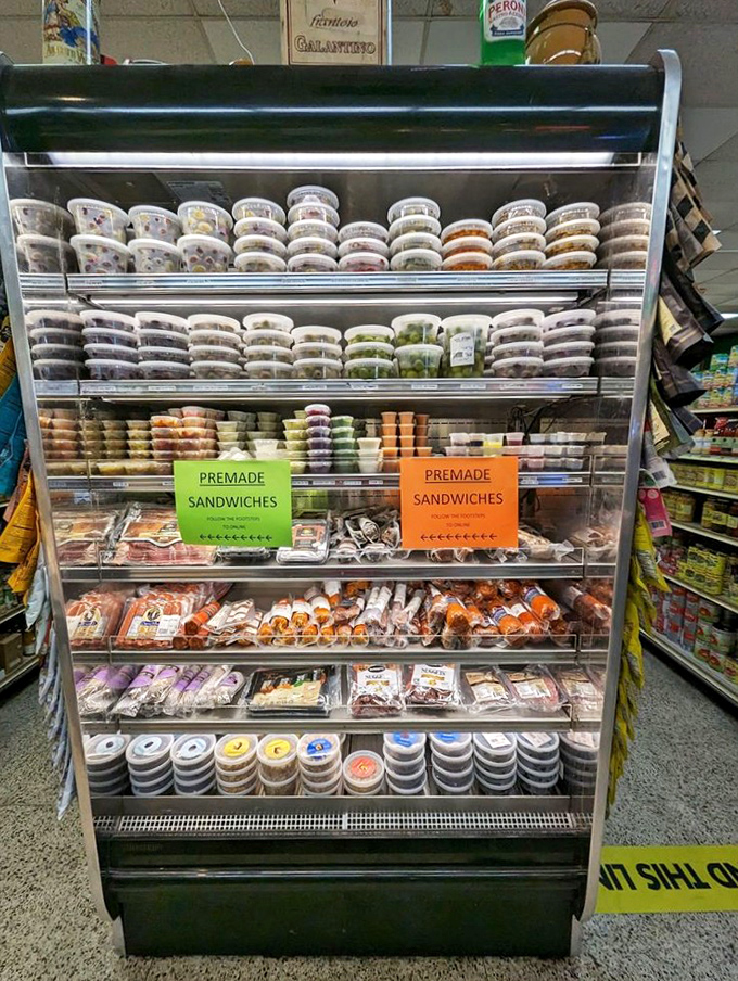 The grab-and-go section for the impatient or the wise. Pre-made sandwiches for those who understand that good things come to those who don't wait.