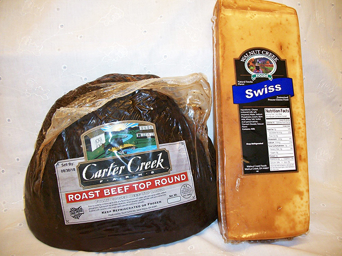 The dynamic duo &ndash; Walnut Creek Swiss cheese alongside Carter Creek roast beef, ready to transform into sandwich magic.