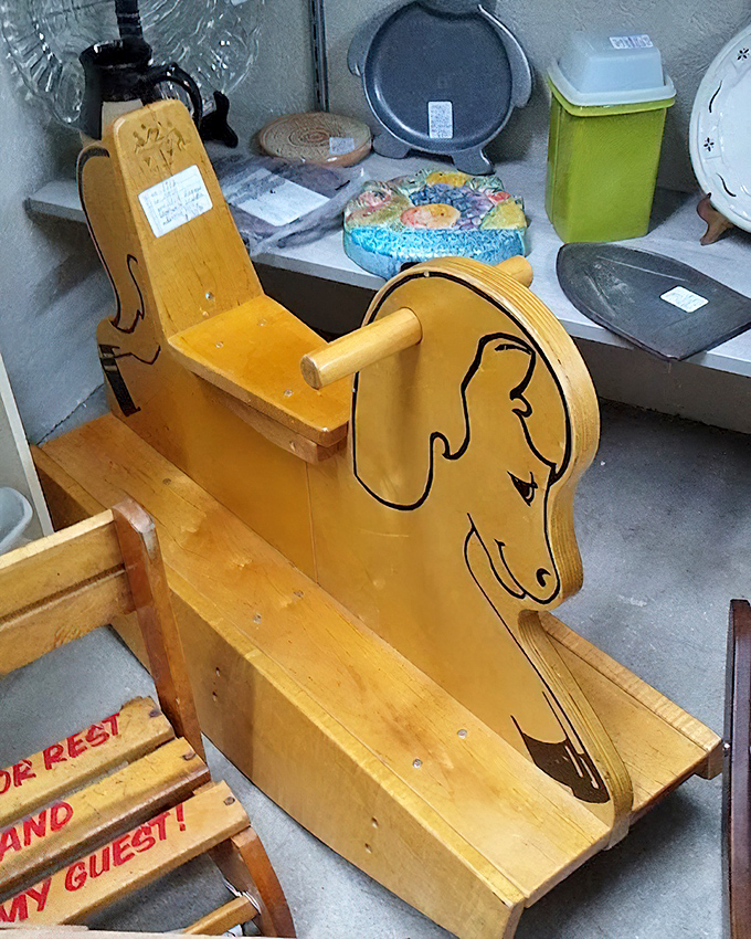 This wooden rocking horse isn't just a toy&mdash;it's childhood distilled into physical form. Someone's grandparent likely crafted this with love and patience.