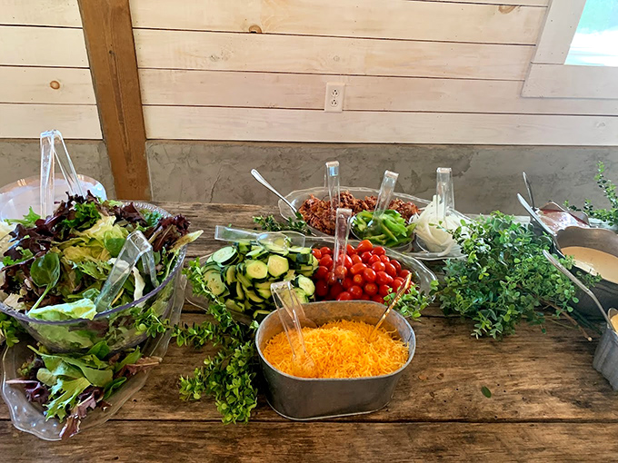 A salad bar that proves vegetables can be more than an obligation. Fresh, vibrant, and arranged with the care of someone who actually wants you to eat your greens.