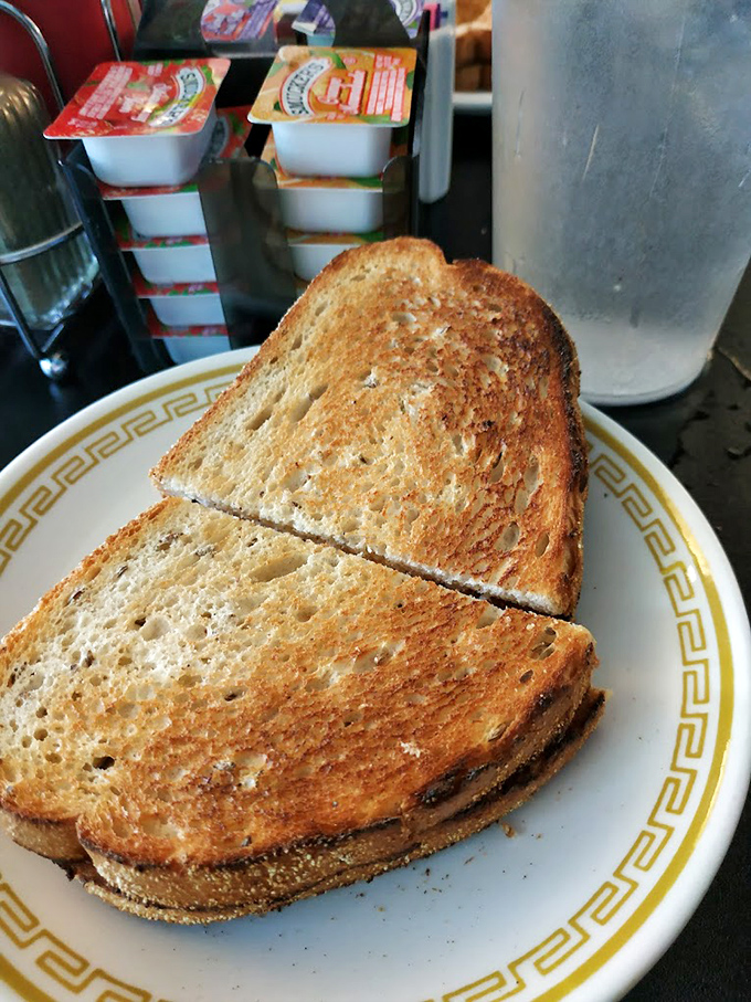 Toast so perfectly golden it belongs in the Breakfast Hall of Fame. Simple? Yes. Satisfying? Absolutely. Sometimes perfection doesn't need to be complicated.