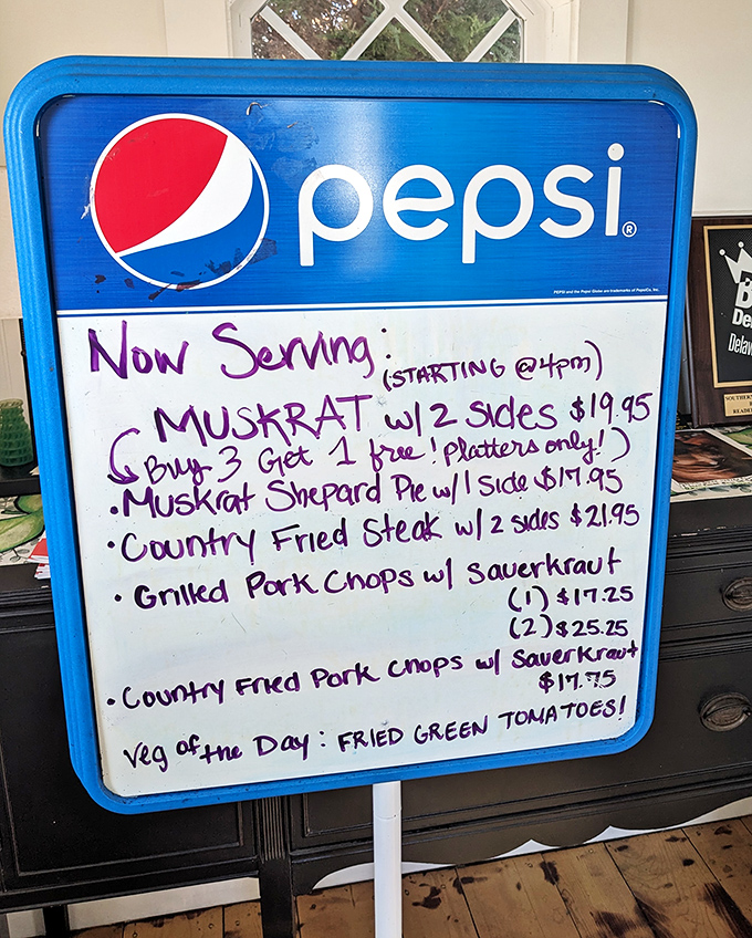 When a restaurant advertises muskrat on a Pepsi sign, you know you've found a place that marches to its own deliciously quirky drum.