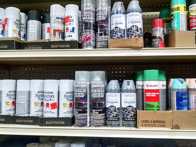 DIY paradise: enough spray paint options to either refresh your furniture or accidentally transform your garage floor into modern art.