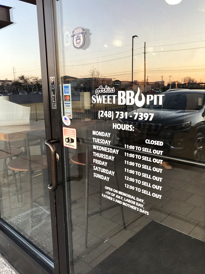 Those hours tell you everything: open until sold out. In the barbecue world, there's no higher testament to quality than running out daily.