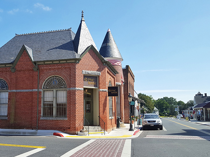 That historic bank building with its fairytale turret houses modern commerce now, proving Berlin masterfully balances preservation with practical progress.