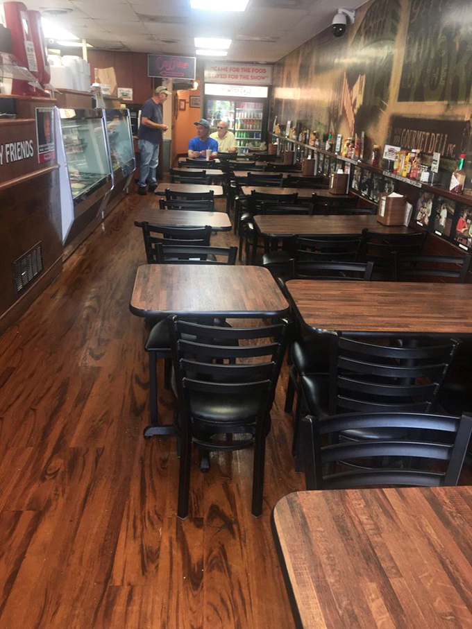 The simple dignity of wooden tables and black chairs&mdash;because when the food is this good, who needs fancy furniture?
