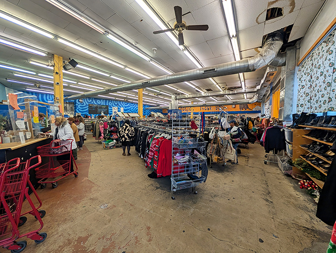The thrill of the hunt in action&mdash;shoppers navigating the aisles like seasoned explorers, each cart a vessel for potential treasures.