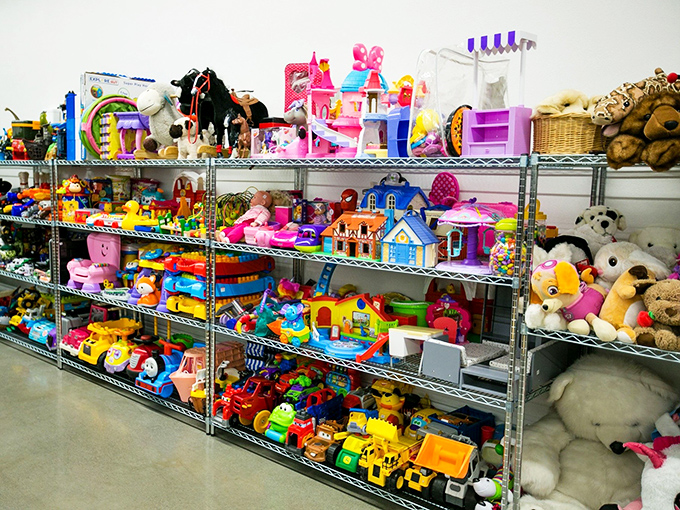 Toy paradise where forgotten playthings find new homes and parents find birthday presents that won't require a second mortgage.