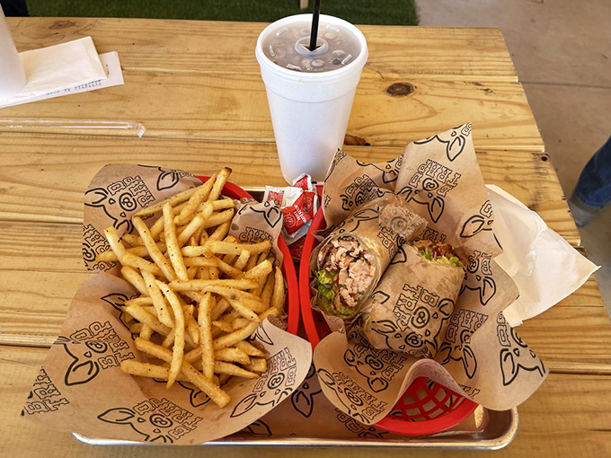 When a wrap looks this good, you know you're not at a chain. Fresh ingredients playing backup to perfectly smoked turkey.