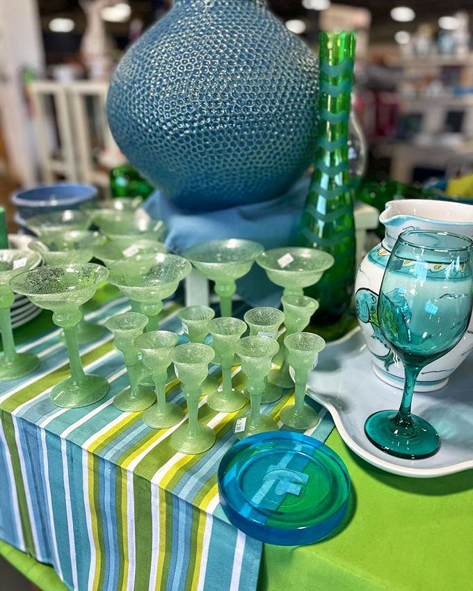 These mint-green vintage-style glasses would make even a simple lemonade feel like a special occasion worth celebrating.