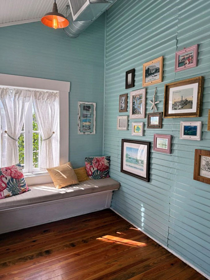 A turquoise nook bathed in Florida sunshine, where waiting for your table feels like a mini-vacation all its own.