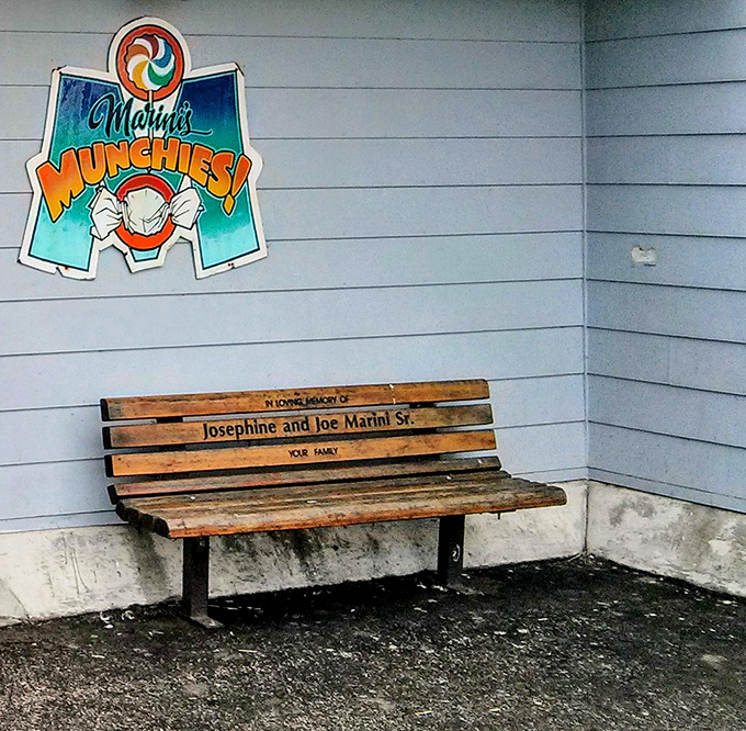 That bench isn't just for sitting—it's for catching your breath between sugar rushes and planning your next Marini's mission.
