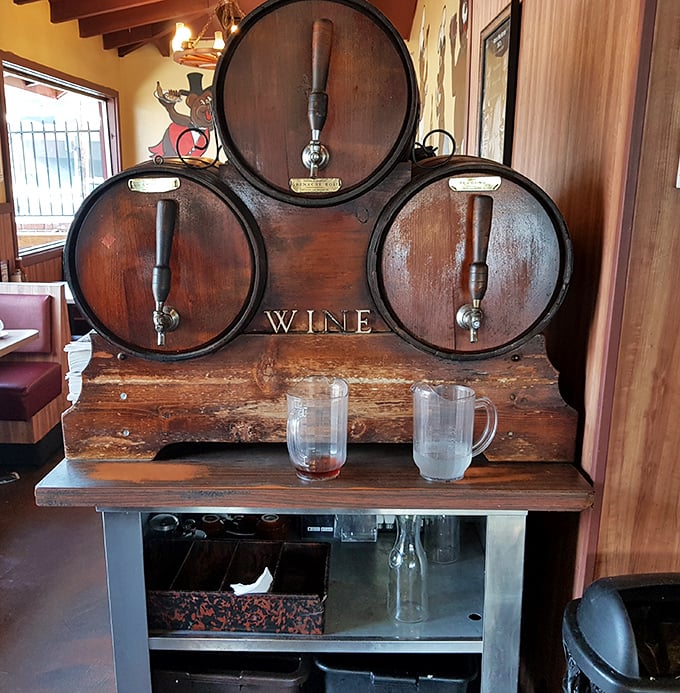 Wine barrels that have witnessed generations of family celebrations, first dates, and "I'm too full to drive" moments. Rustic charm you can't manufacture.