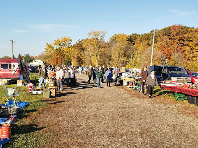 Garden art galore! Armada Flea Market's outdoor displays are a whimsical preview of the treasures waiting inside.