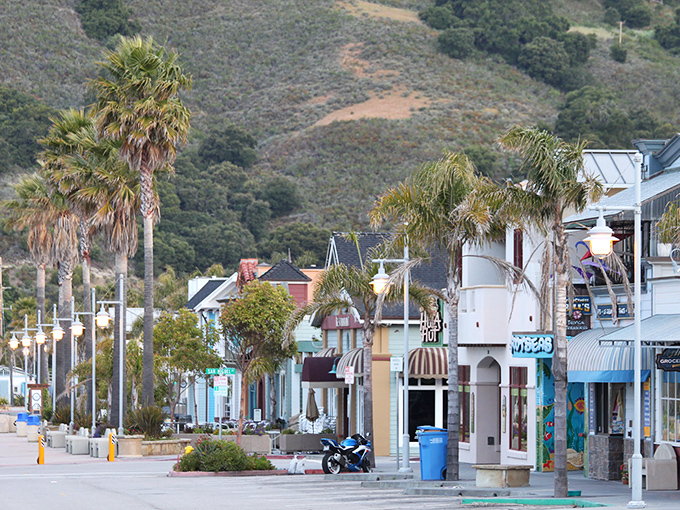 Avila Beach's palm-lined streets and colorful buildings create the perfect backdrop for a carefree coastal getaway.