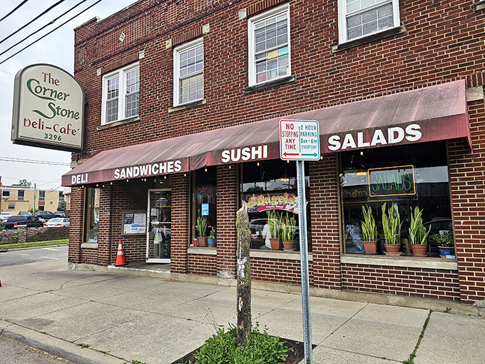 Cornerstone Deli's weathered brick tells stories of countless satisfied customers and perfectly crafted sandwiches.