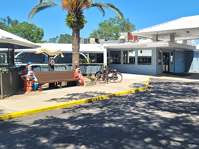 Cheerful blue and white colors announce a family-friendly spot where generous portions meet genuine Southern hospitality.