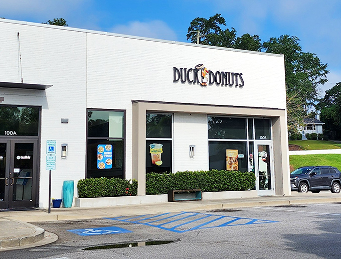 Quack attack for your snack! Duck Donuts' clean white building houses made-to-order magic that's worth waddling over for.