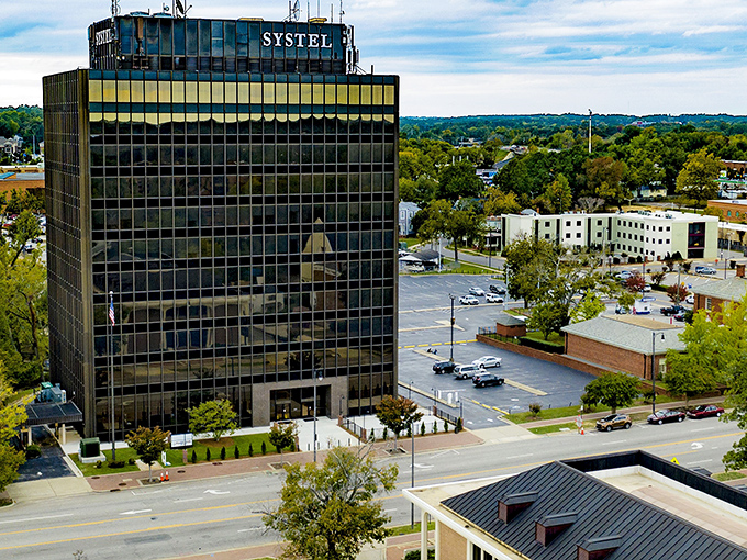 A glimpse of Fayetteville’s urban landscape, where business and community come together beneath the city’s ever-present skyline.