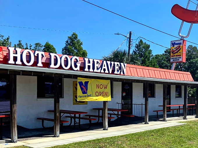 Classic red and white stripes signal timeless American comfort food done absolutely right.