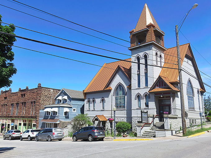 Iron Mountain's main street stands strong as the iron ore that built it, offering solid value in every shop window.